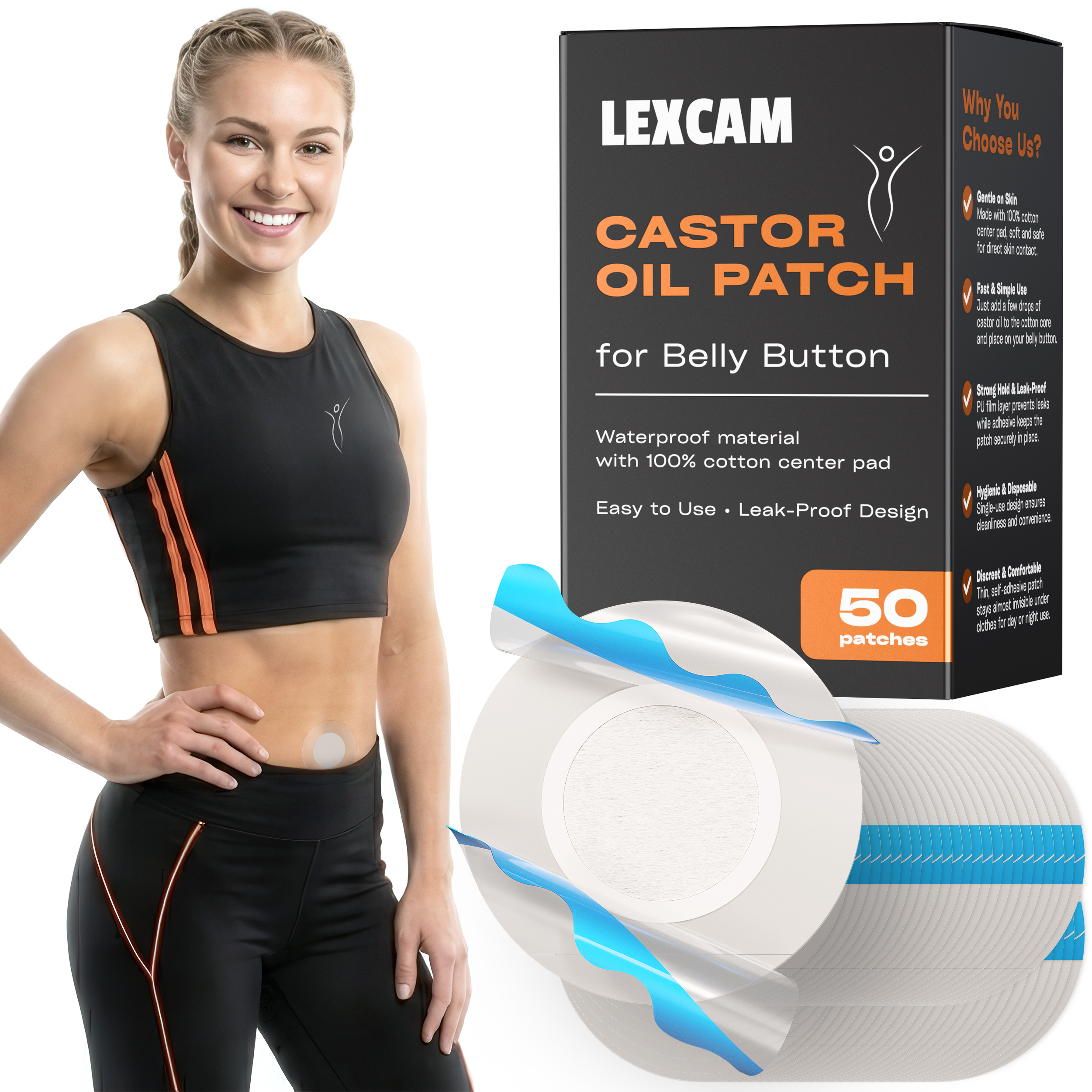 Castor Oil Belly Button Patches – Leak-Proof, Waterproof Pads with Org ...